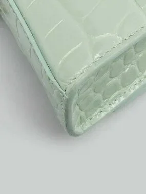 Balenciaga | Bags | Balenciaga Light Green Croc Embossed Leather Soft ...